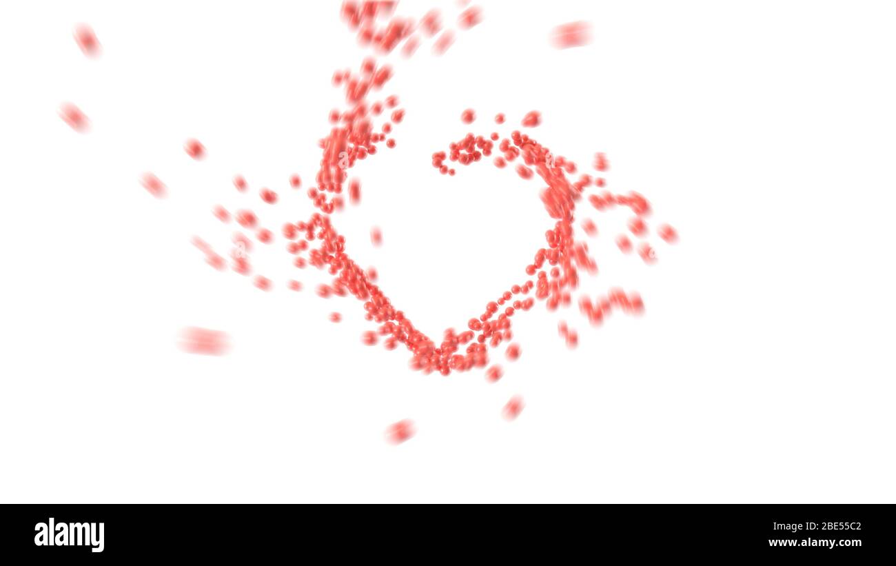 Heart shape made out of shiny sphere on white background. Valentine's ...