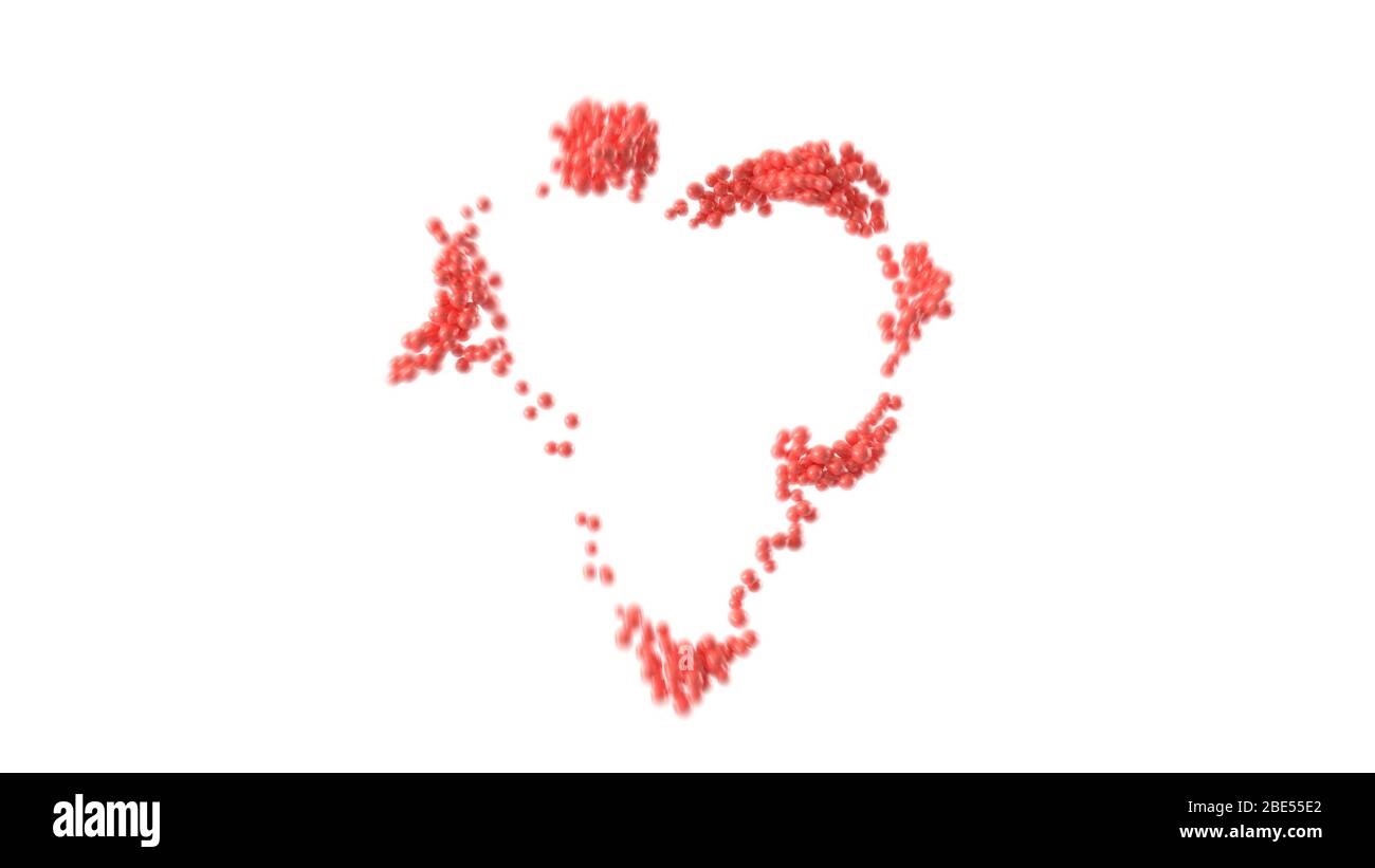 Heart shape made out of shiny sphere on white background. Valentine's ...