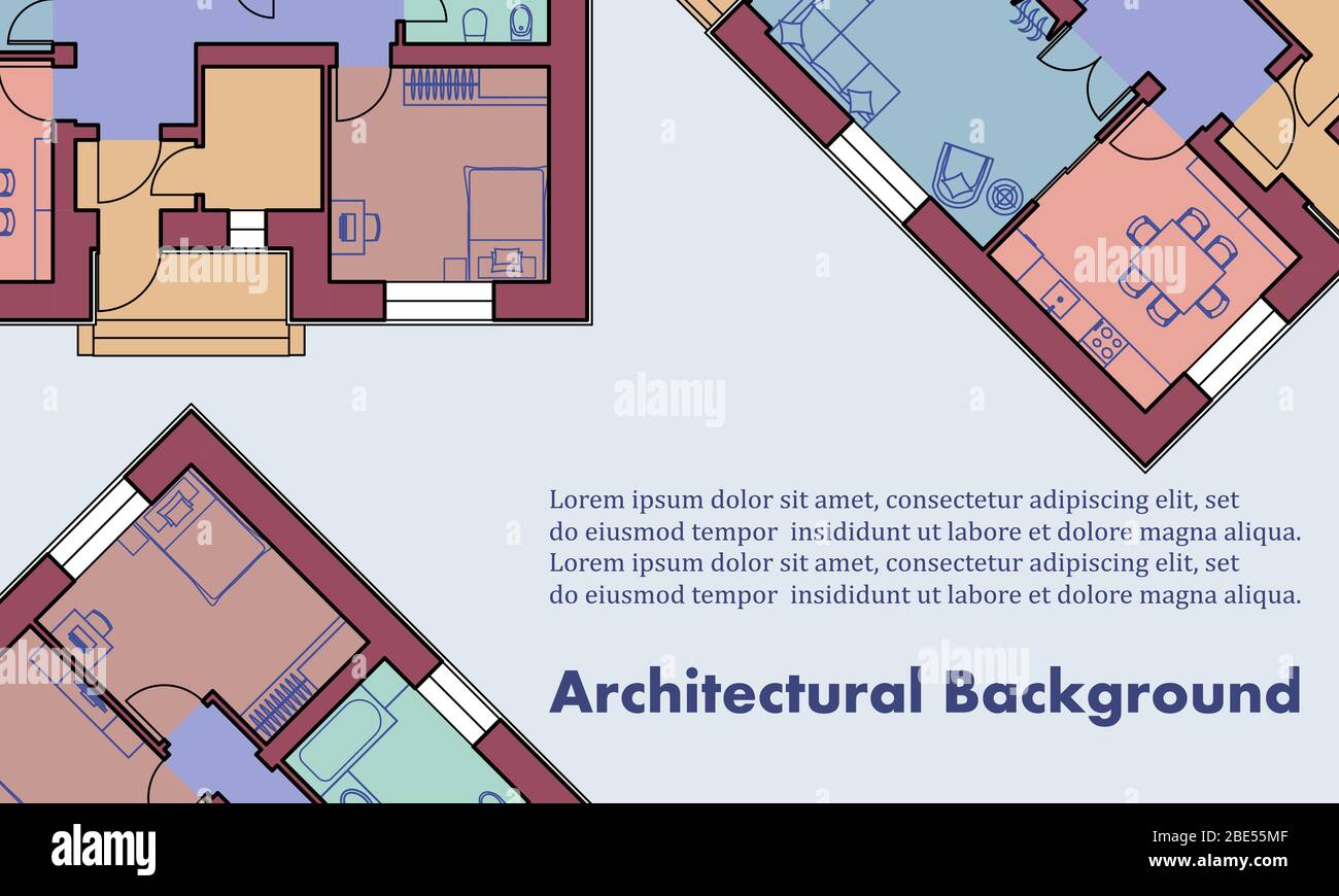 Architectural background. Architectural plans of residential buildings ...