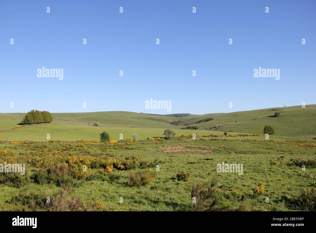Panoramic view of Aubrac plateau, Aveyron,Occitanie, France, Europe ...