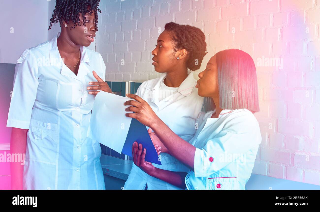 Female African medical students, young graduates in research, medical ...