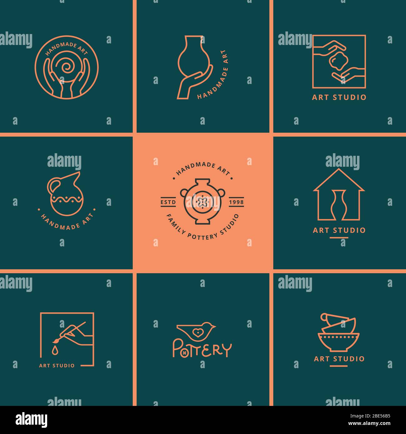 Set of vector logo layouts for art studio, pottery or ceramic studio ...