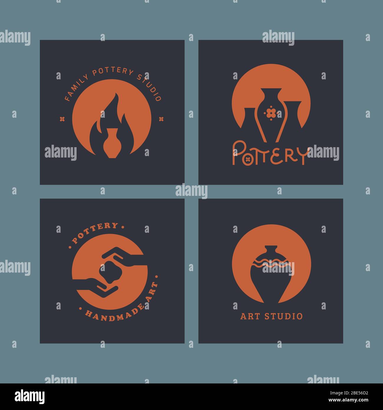 Set of vector logo layouts for art studio, pottery or ceramic studio ...