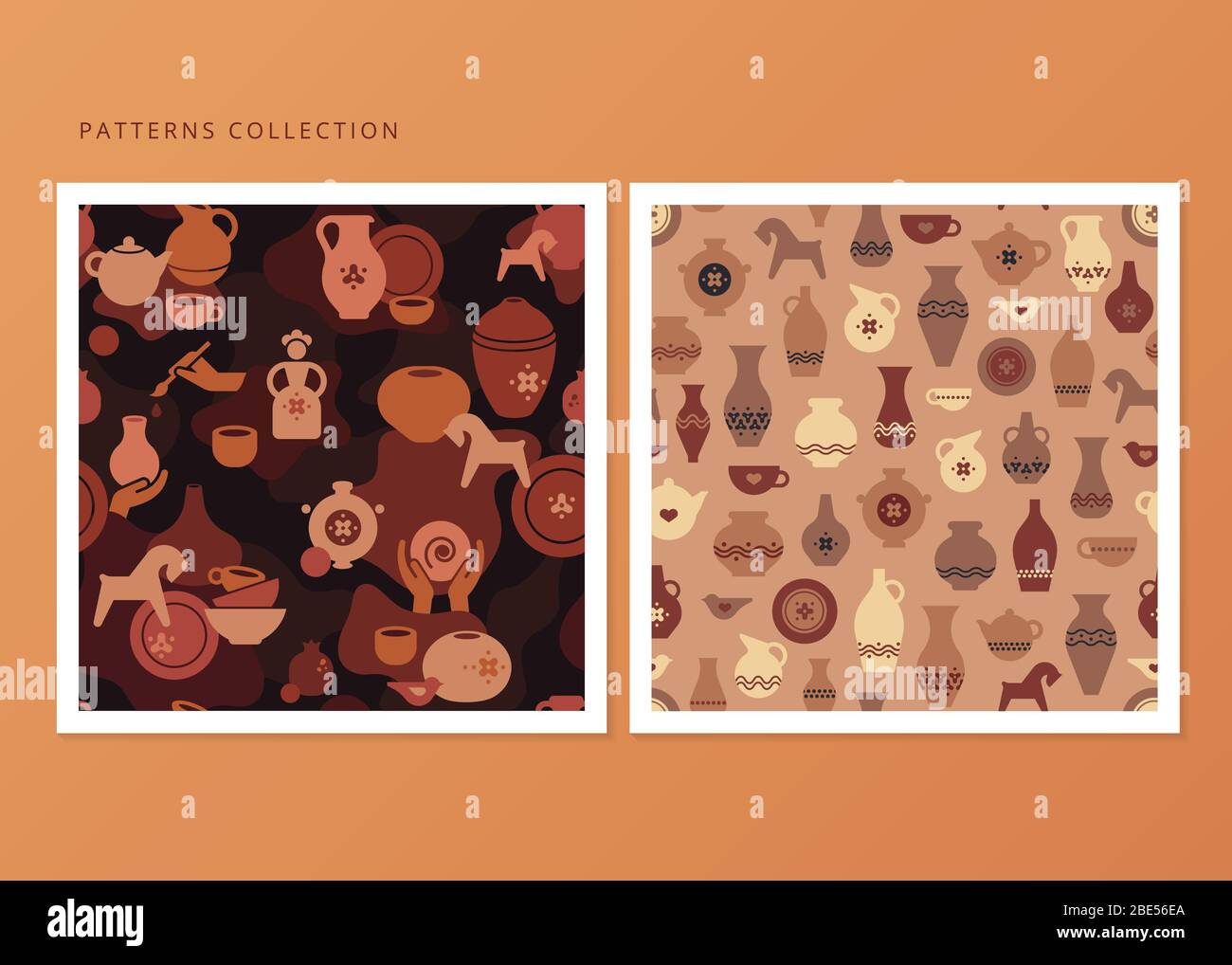 A collection of seamless patterns for a pottery shop, a workshop or a ...