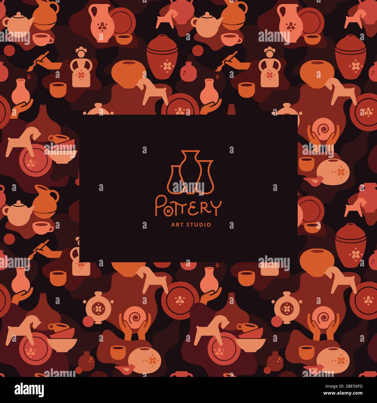 The logo of a pottery workshop or shop with a seamless pattern in the ...