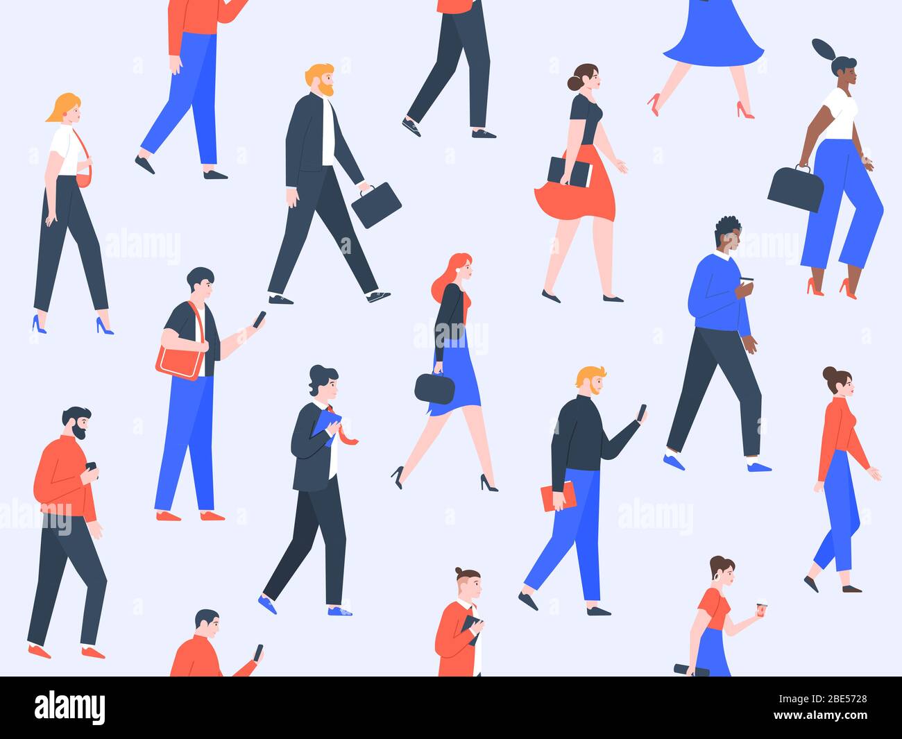 Worker people pattern. Office characters and business people group walking, modern worker team ...