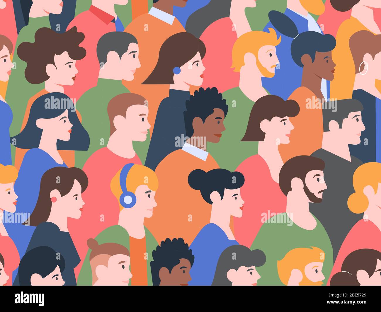 Seamless profile people pattern. Stylish men and women various ...