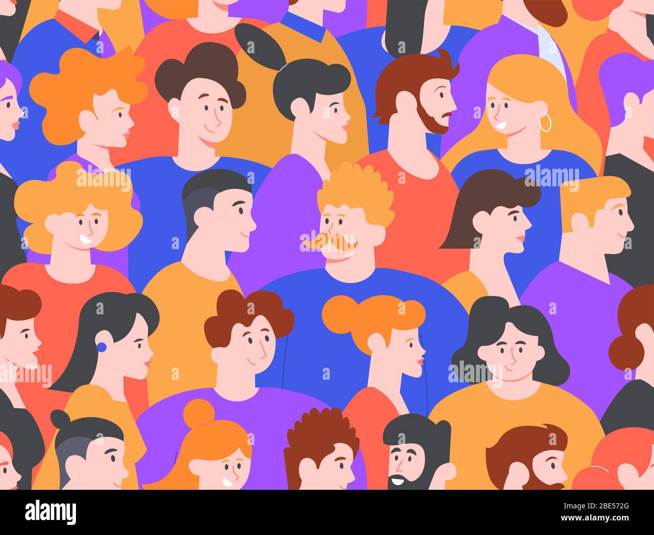 People portraits seamless pattern. Men and women creative avatars, cute ...