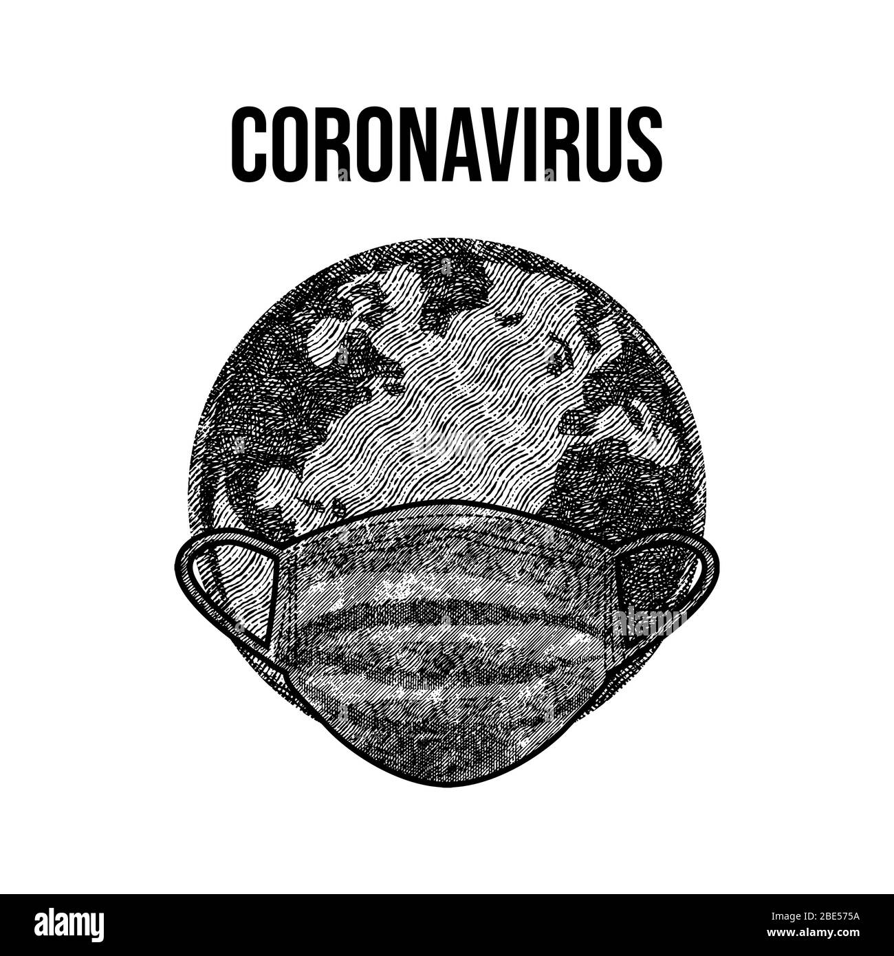 The Earth wears a mask to prevent the spread of the virus. Planet Earth ...