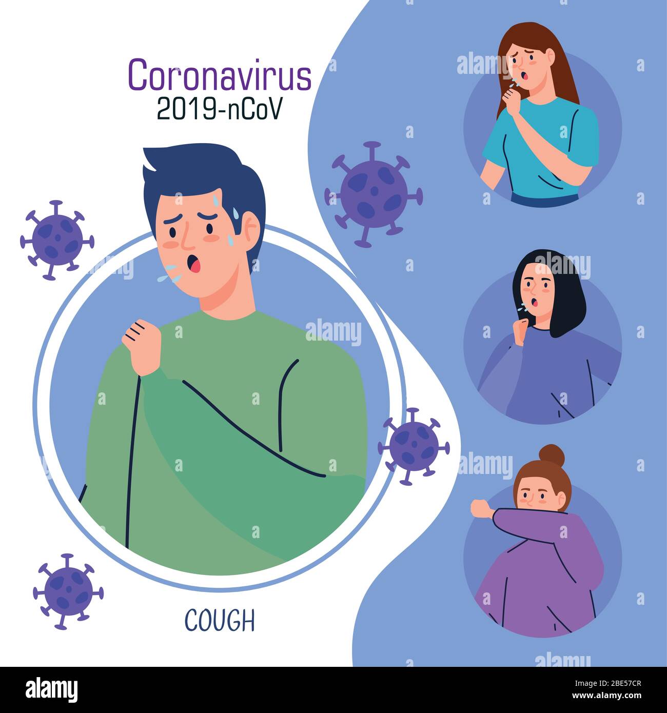 coronavirus 2019 ncov infographic and man with coughing and people ...