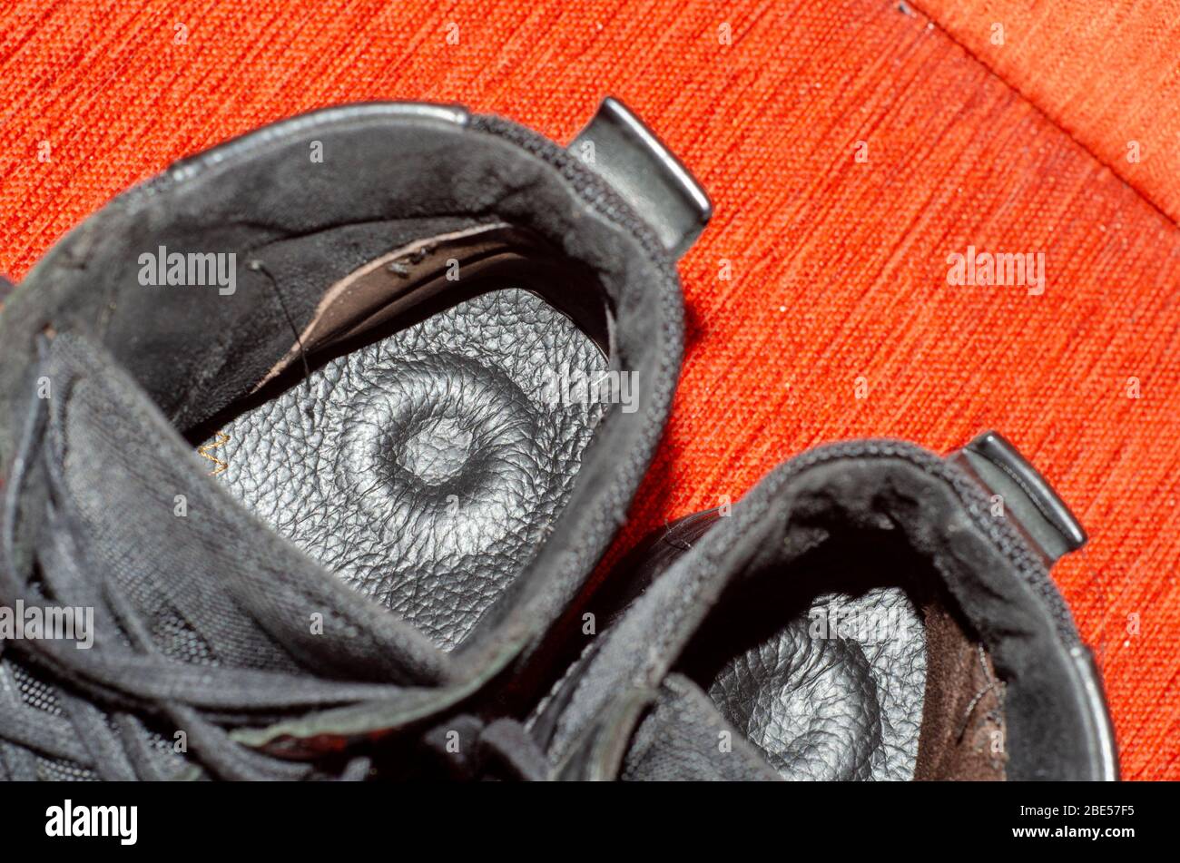 Old Black Leather Boots, Vintage Stock Photo - Alamy