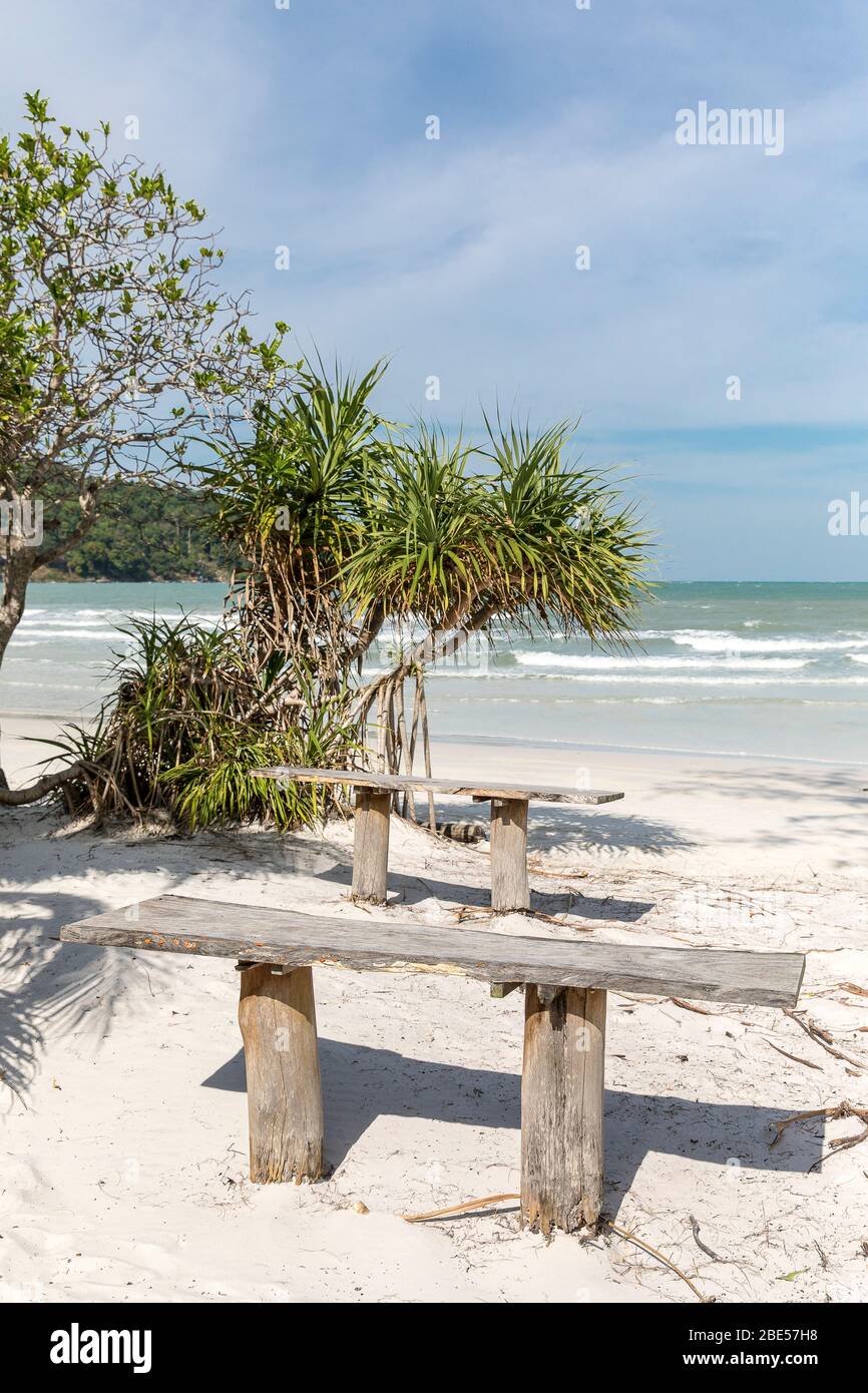 Tropical landscape of Saracen bay beach Koh Rong Samloem island with ...