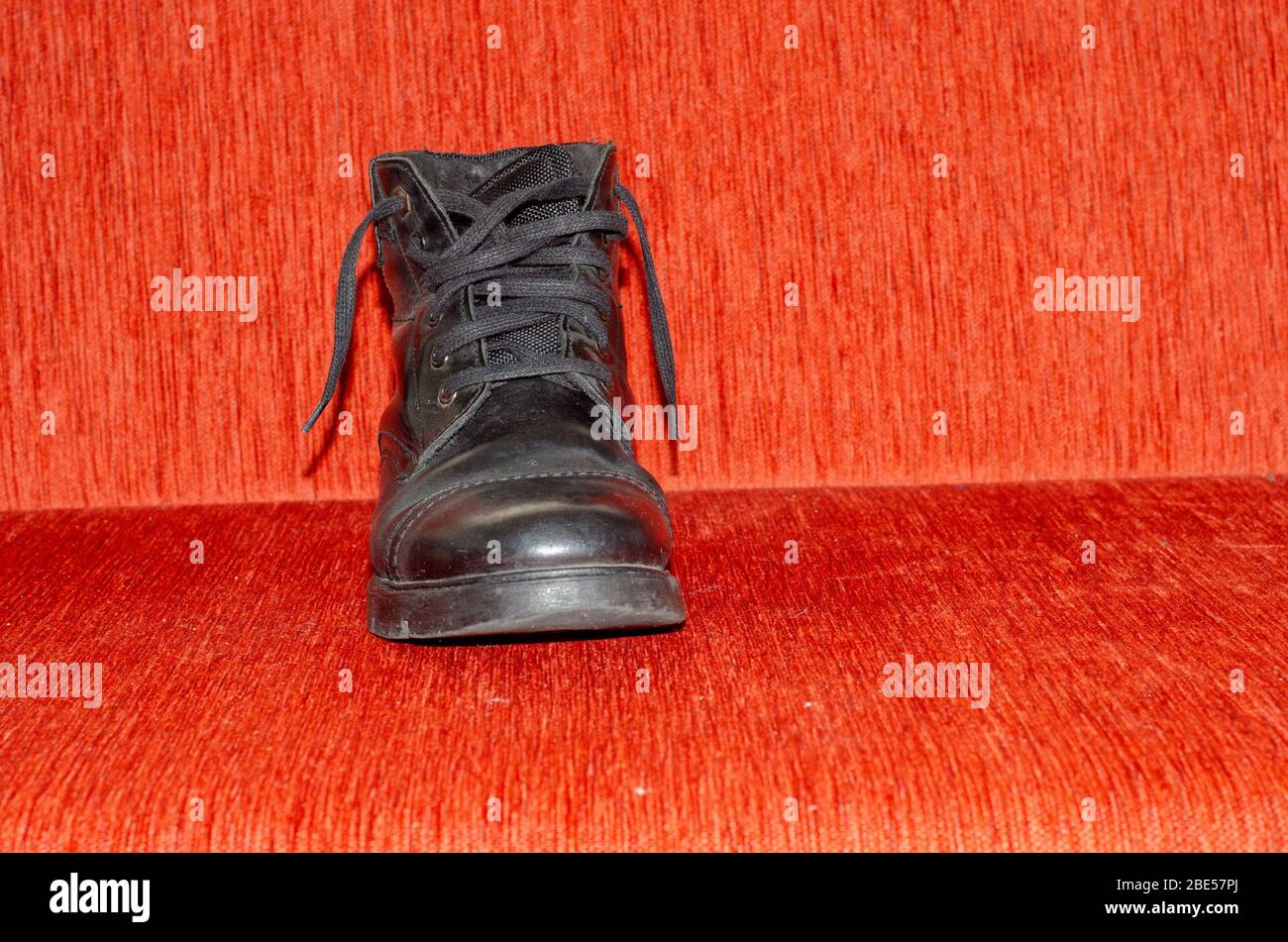 Old Black Leather Boots, Vintage Stock Photo - Alamy