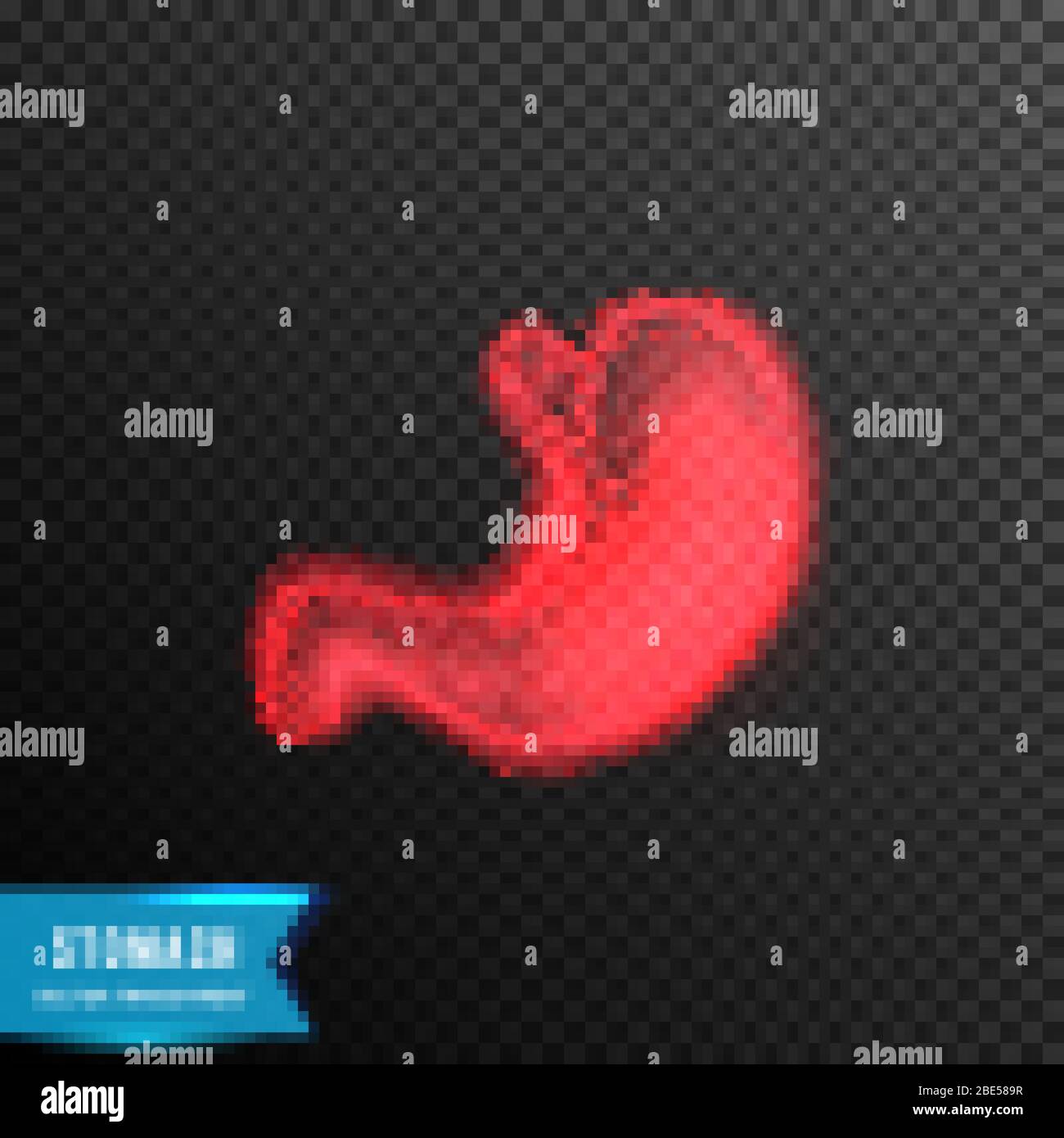 stomach, human anatomy from connecting dot and line. light effect ...