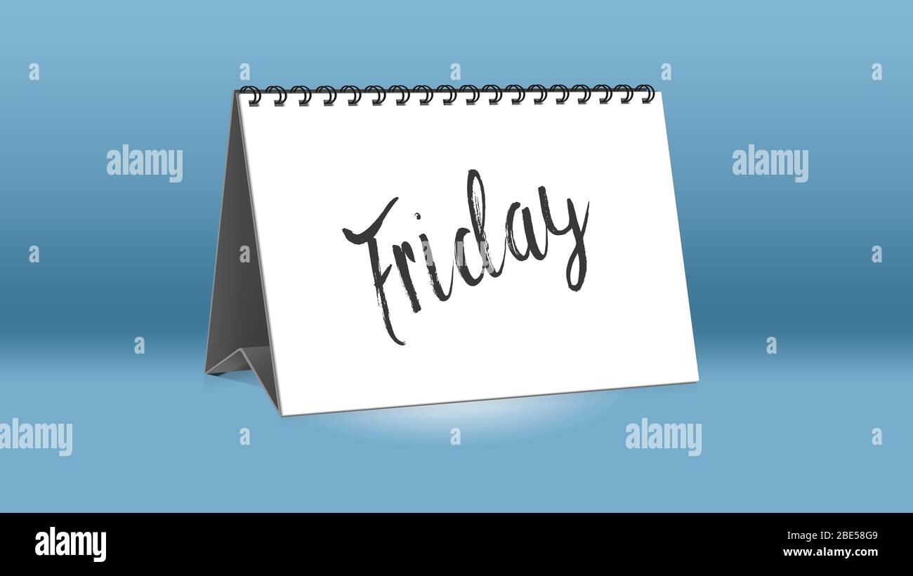 A calendar for the desk shows the day of the week Friday Stock Photo ...