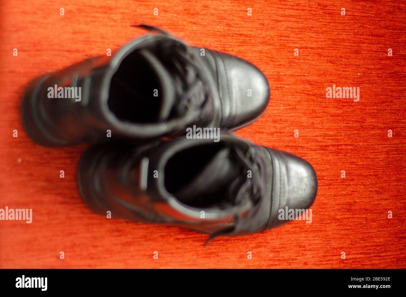 Old Black Leather Boots, Vintage Stock Photo - Alamy