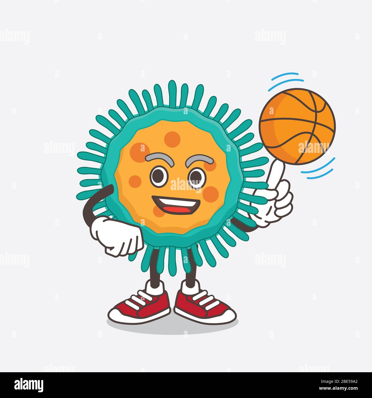 An illustration of Blue Virus cartoon mascot character with a ...