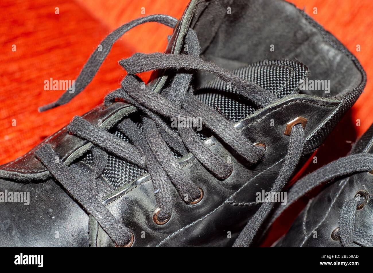Old Black Leather Boots, Vintage Stock Photo - Alamy