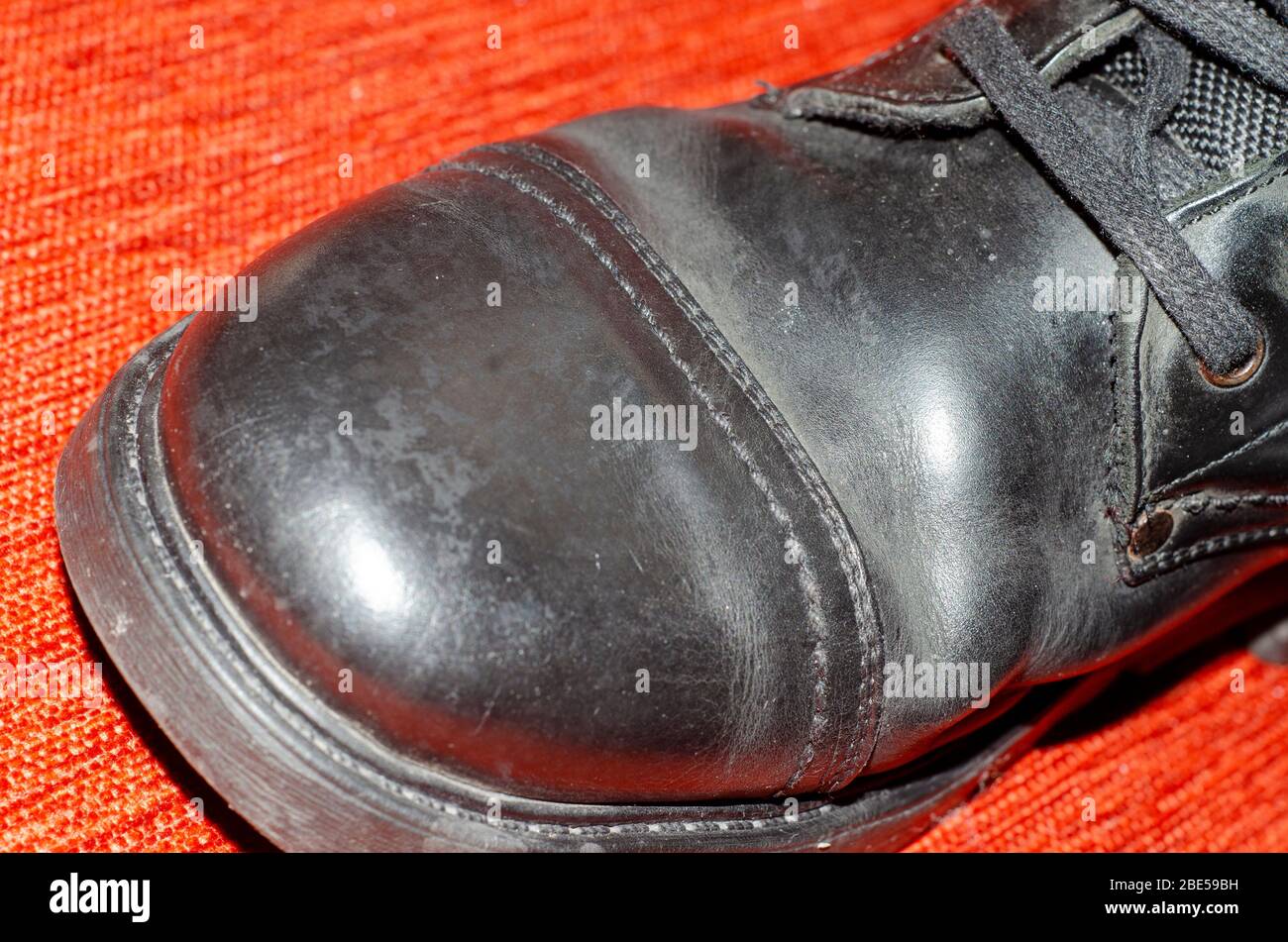 Old Black Leather Boots, Vintage Stock Photo - Alamy