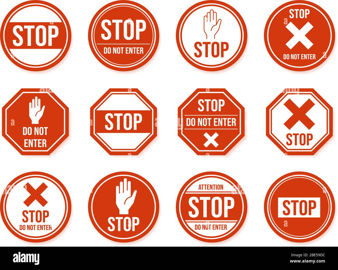 Stop road sign. Traffic road stop symbol, dangerous, restricted urban ...