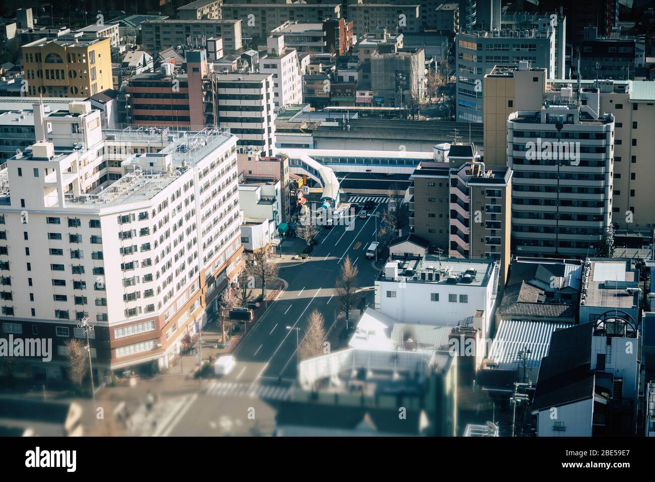 Aerial view of Osaka cityscape from Tempozan Giant ferris wheel, Japan ...
