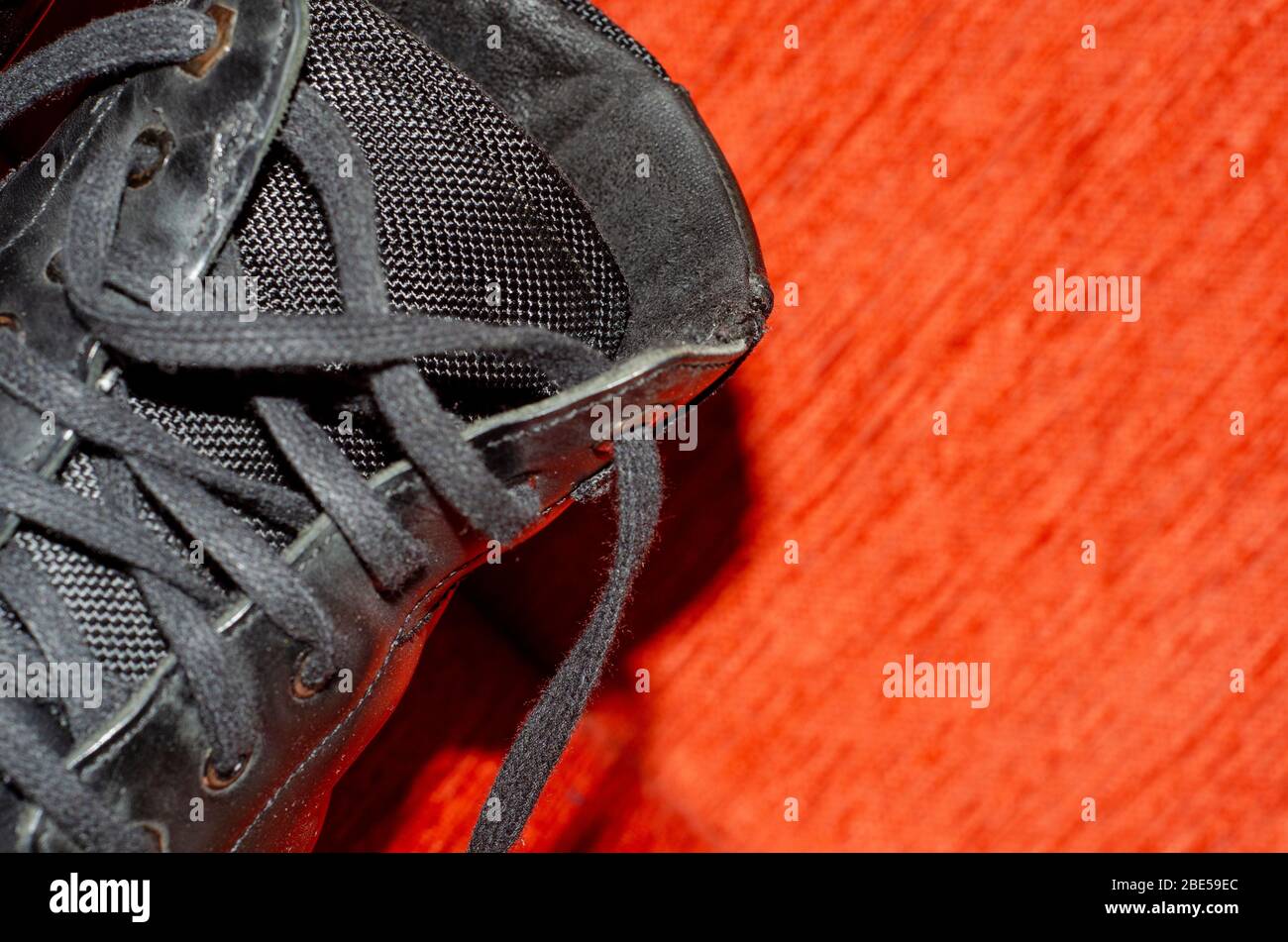 Old Black Leather Boots, Vintage Stock Photo - Alamy