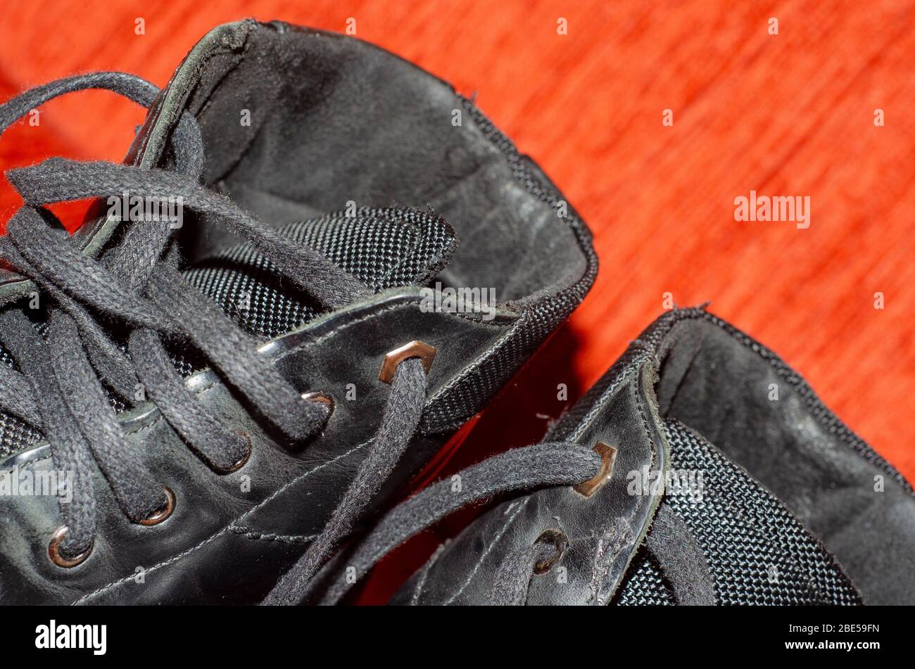 Old Black Leather Boots, Vintage Stock Photo - Alamy