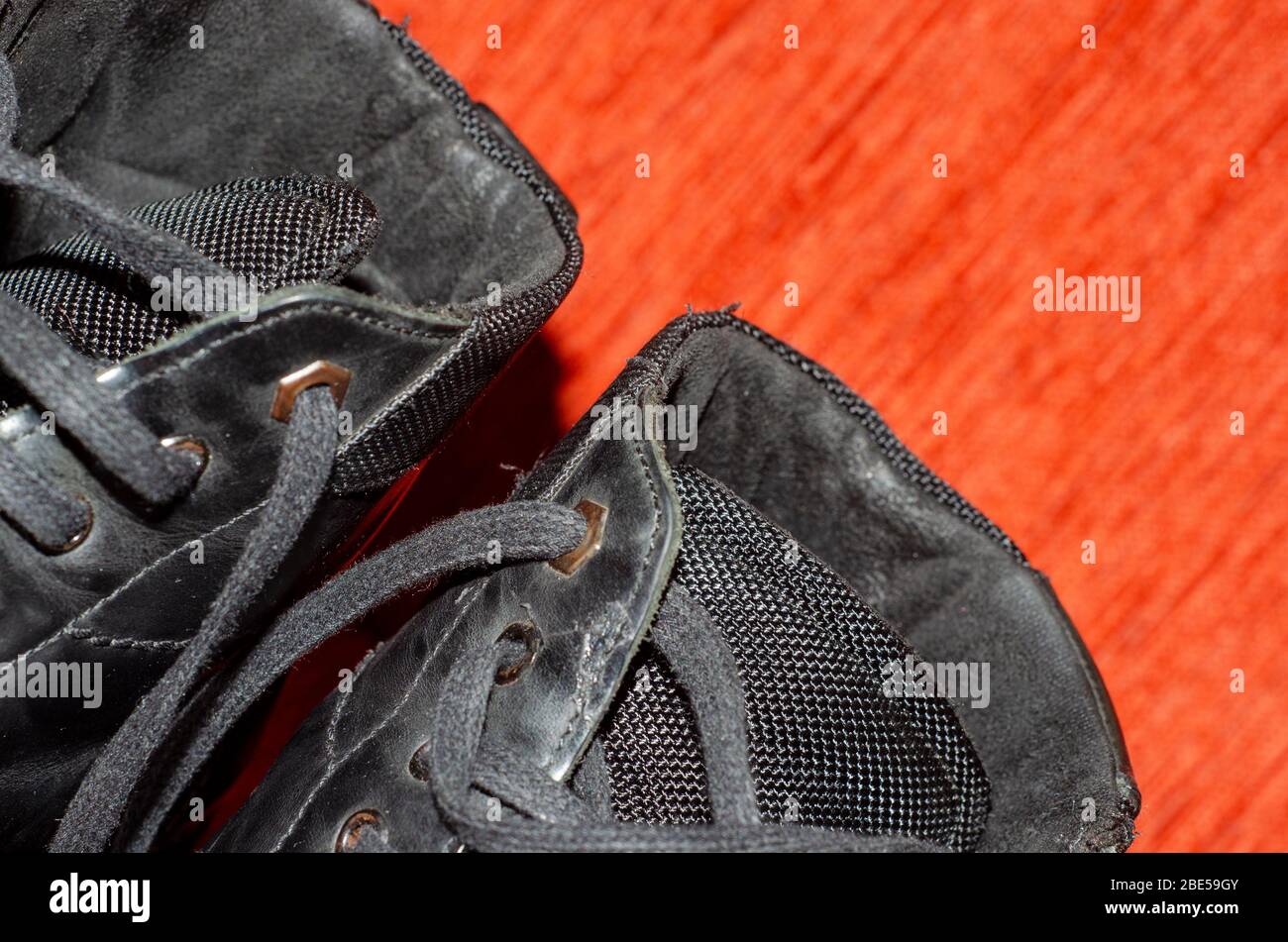Old Black Leather Boots, Vintage Stock Photo - Alamy