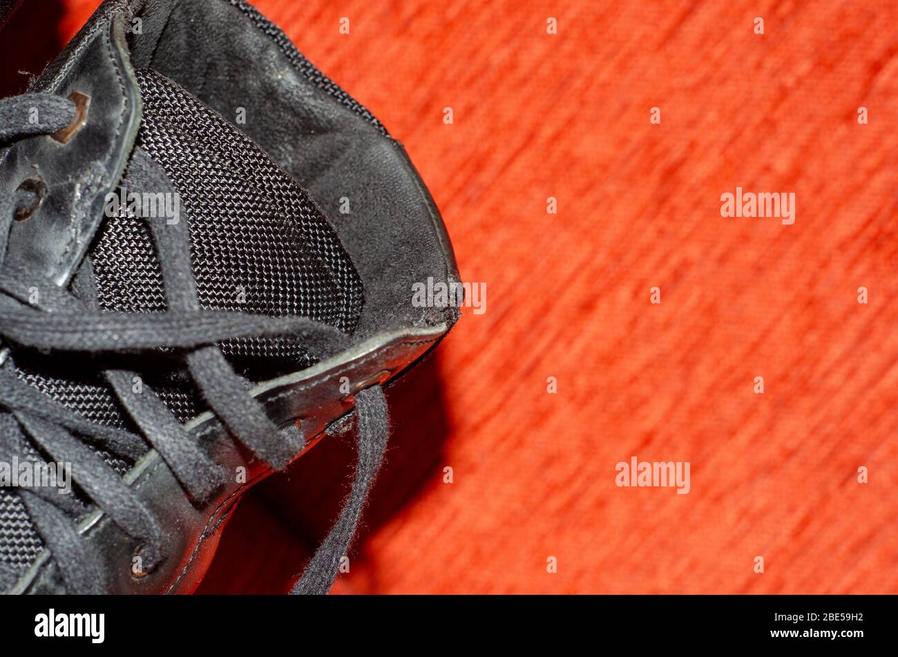 Old Black Leather Boots, Vintage Stock Photo - Alamy