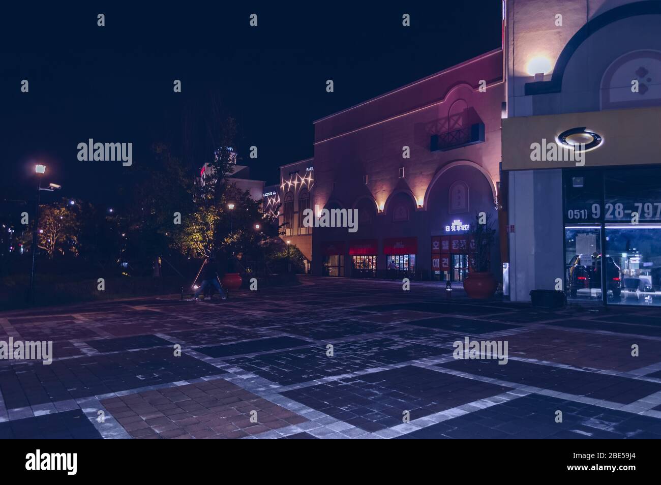 Busan, South Korea, September 12, 2019: paved square infront of Lotte ...