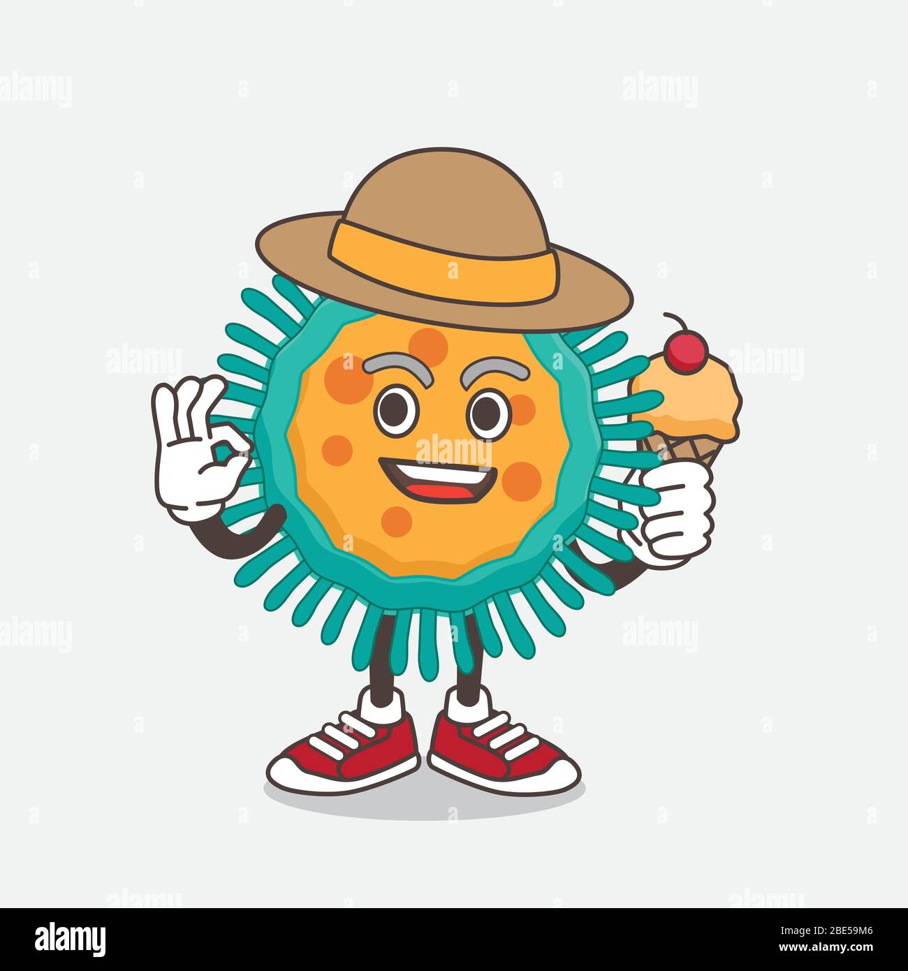 Corona Virus Vector Mascot Illustration with Multiple Pose Stock Vector ...