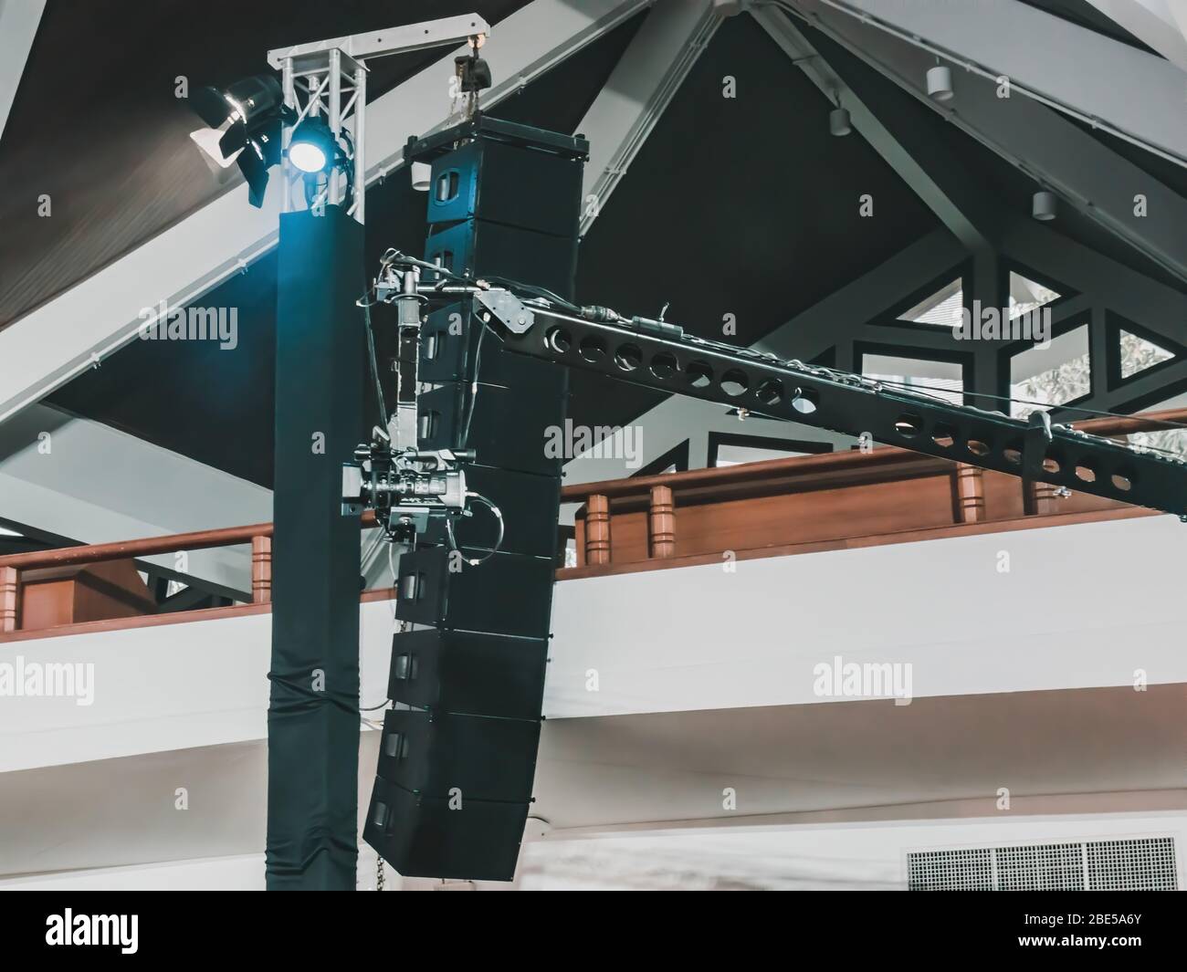 Close up of orange stage spotlight at an E-sport competition event ...