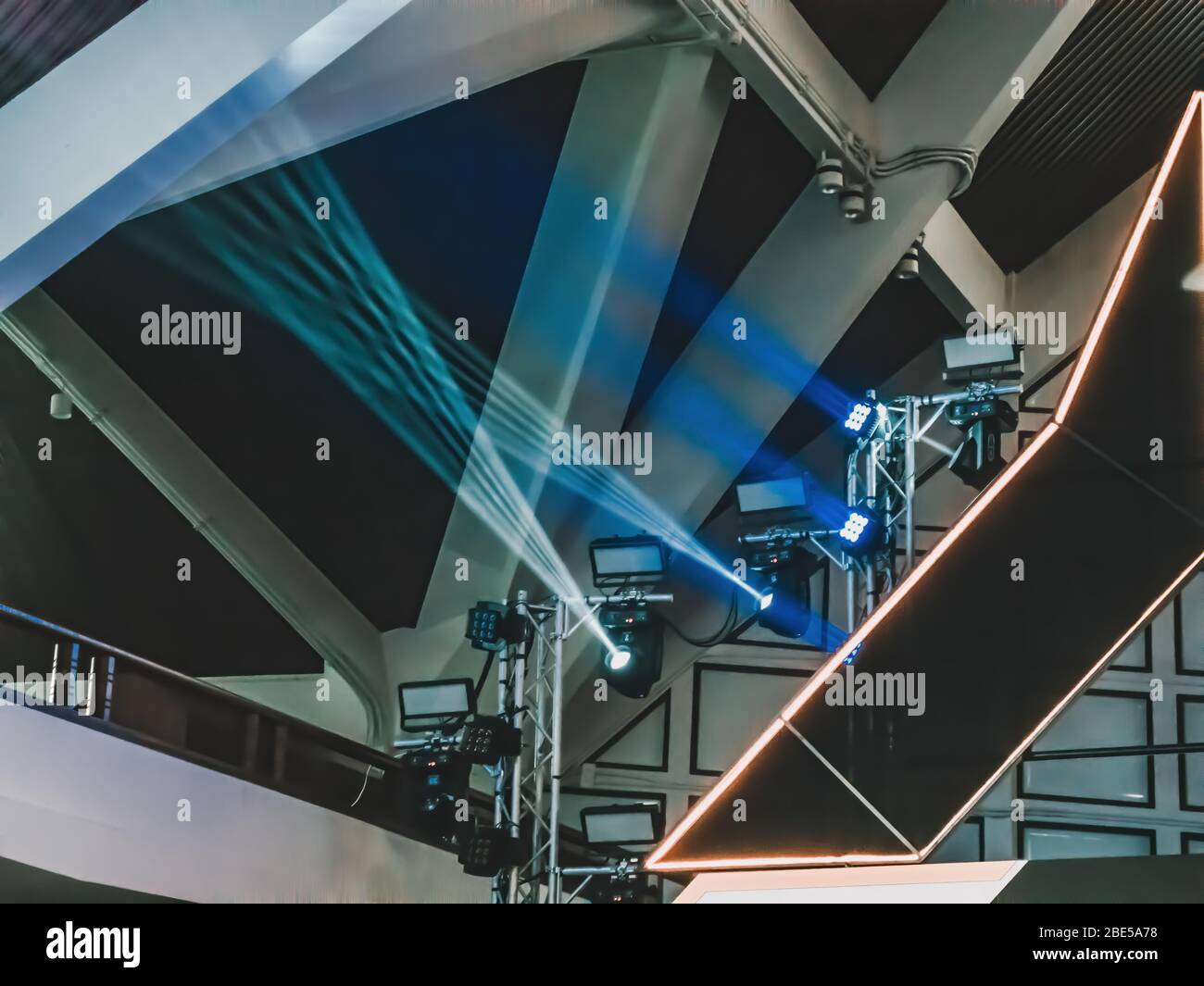 Close up of stage spotlight at an E-sport competition event installed ...
