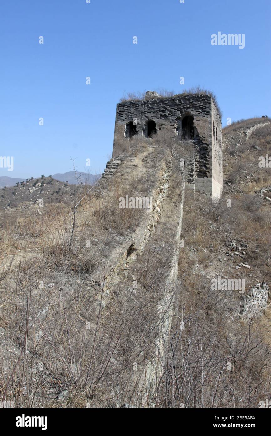 the original ecology great wall in winter, desolate and rugged, north ...