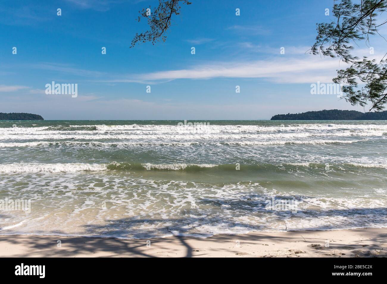Tropical landscape of Saracen bay beach Koh Rong Samloem island with ...