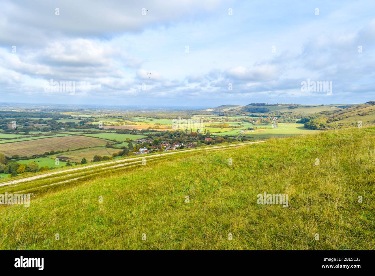 Rolling Sussex Countryside from the South Downs, near Brighton, Sussex ...