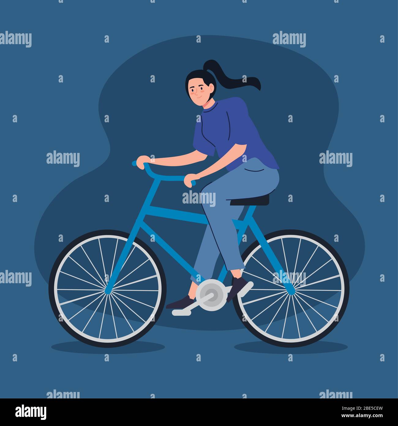 Young woman bike riding Stock Vector Images - Alamy