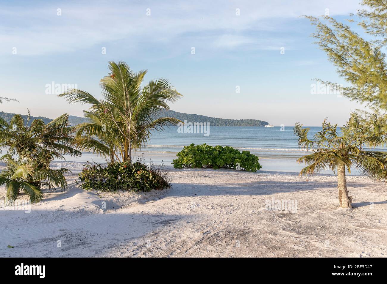 Tropical landscape of Saracen bay beach Koh Rong Samloem island with ...