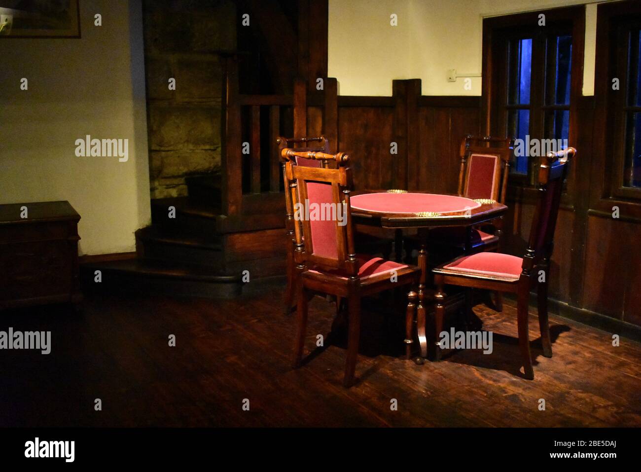 Dinner table inside of Brans castle in Bran Stock Photo - Alamy