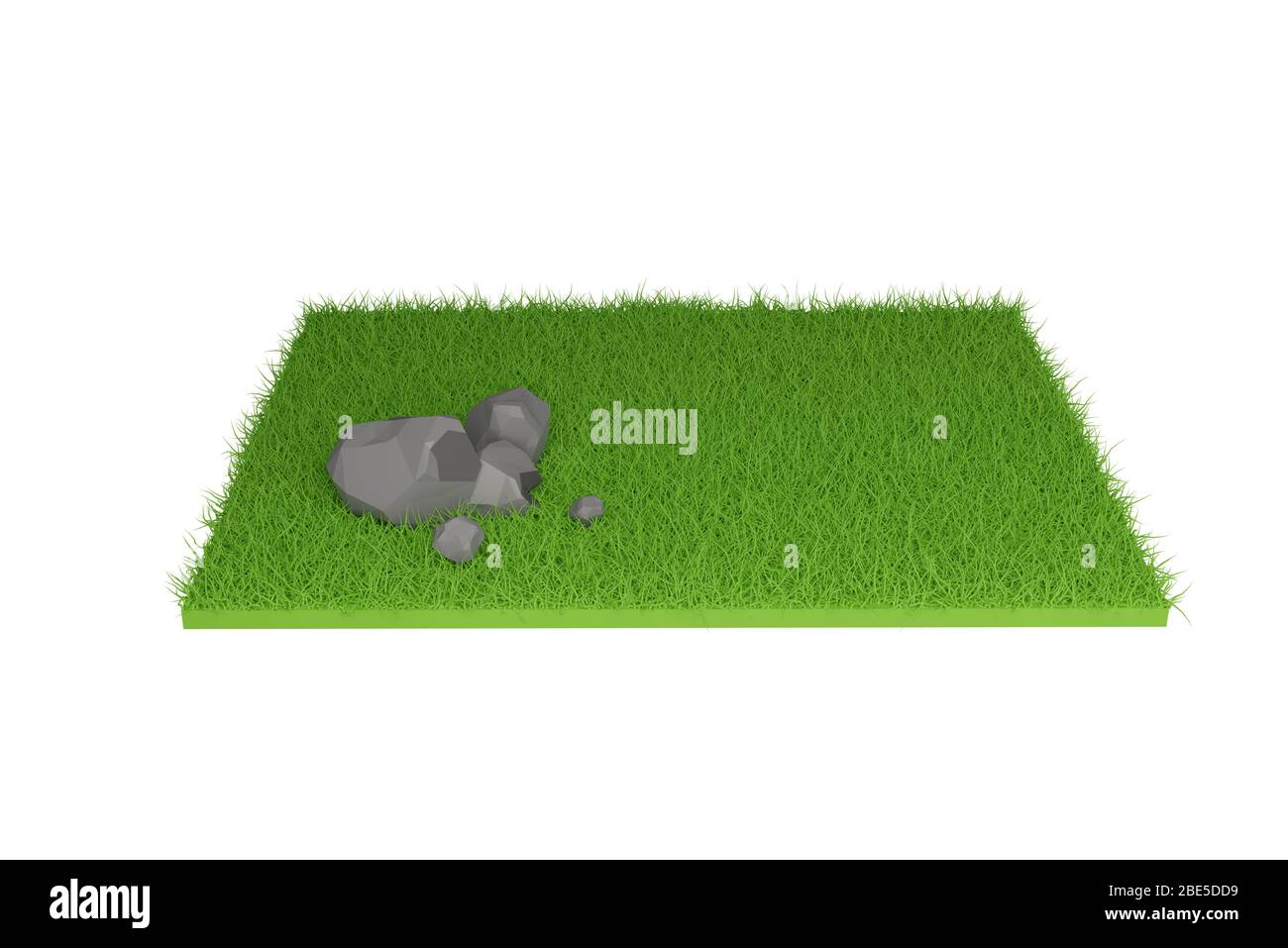 3D illutration render, rock on grass filed Stock Photo - Alamy