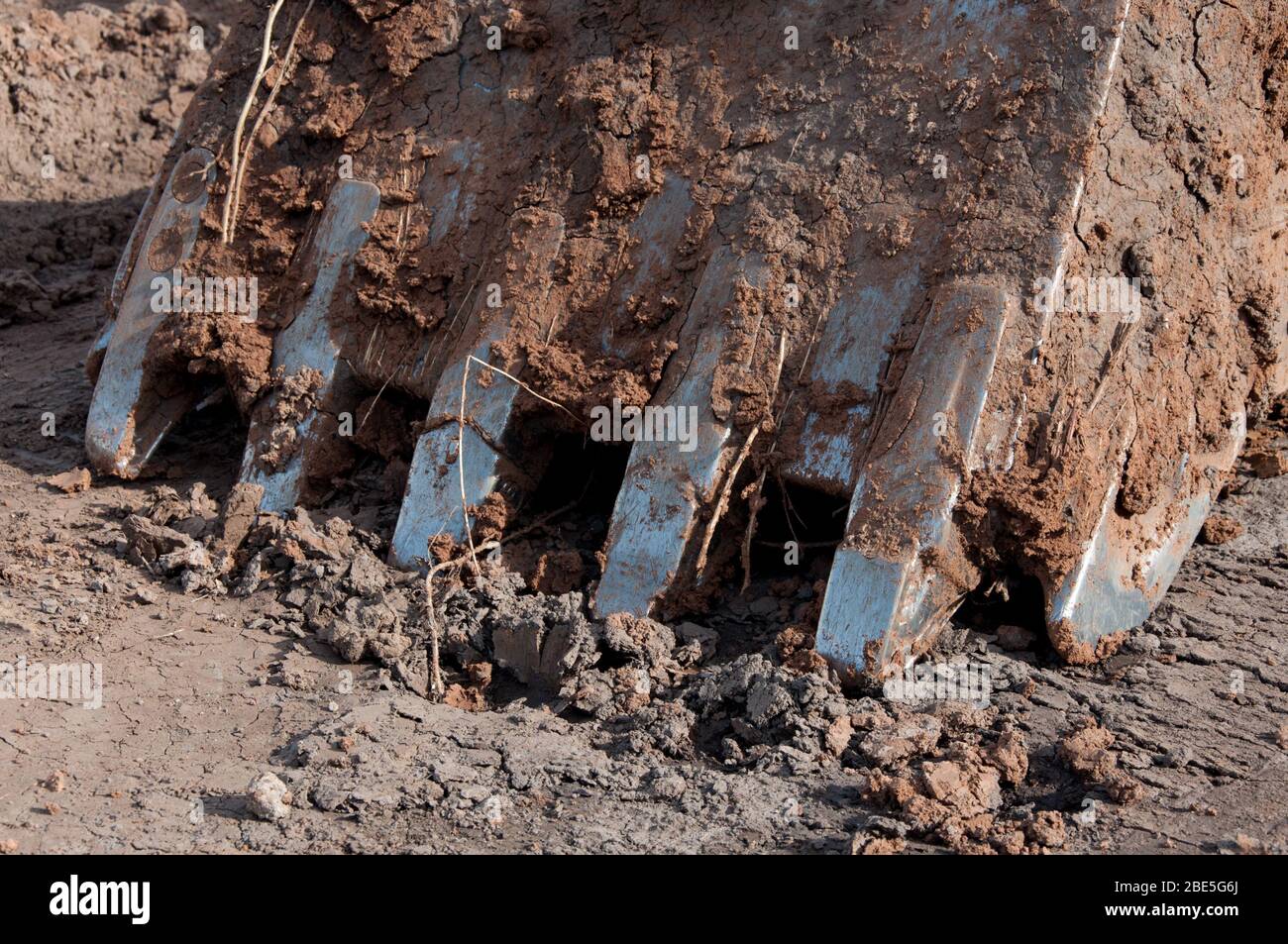 Large crawler excavator bucket. Excavator mechanical part for digging ...