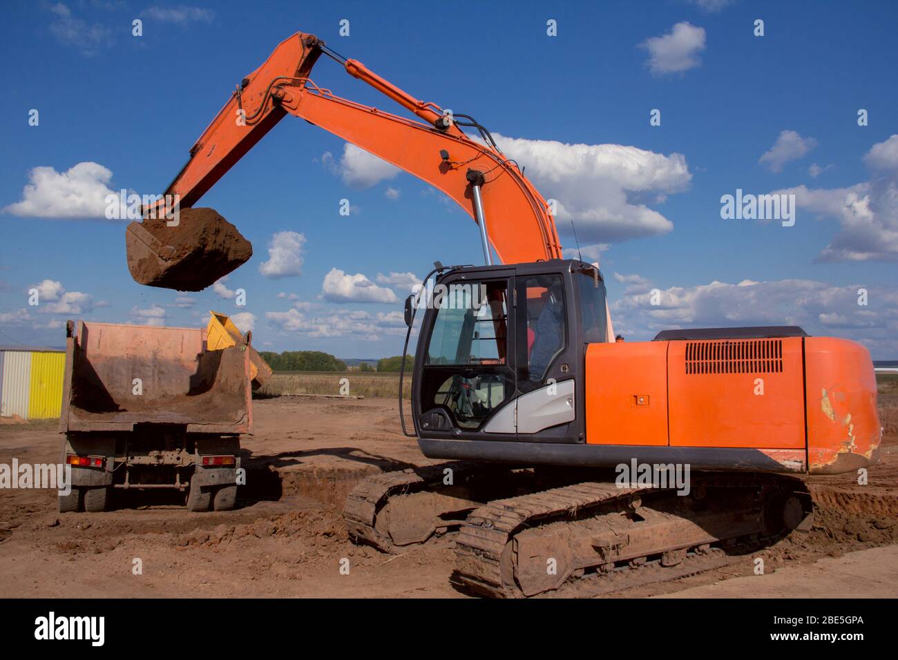 Special equipment on the background of construction at work ...