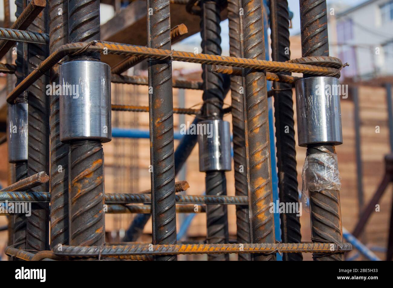 Fittings interconnected by a nut at a construction site. The technology ...