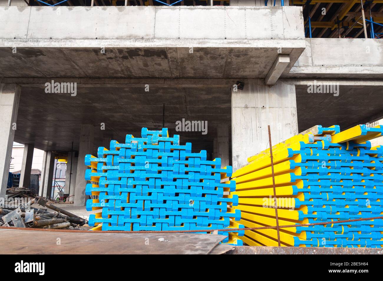Prepared stock for concrete work in the construction of a building made ...
