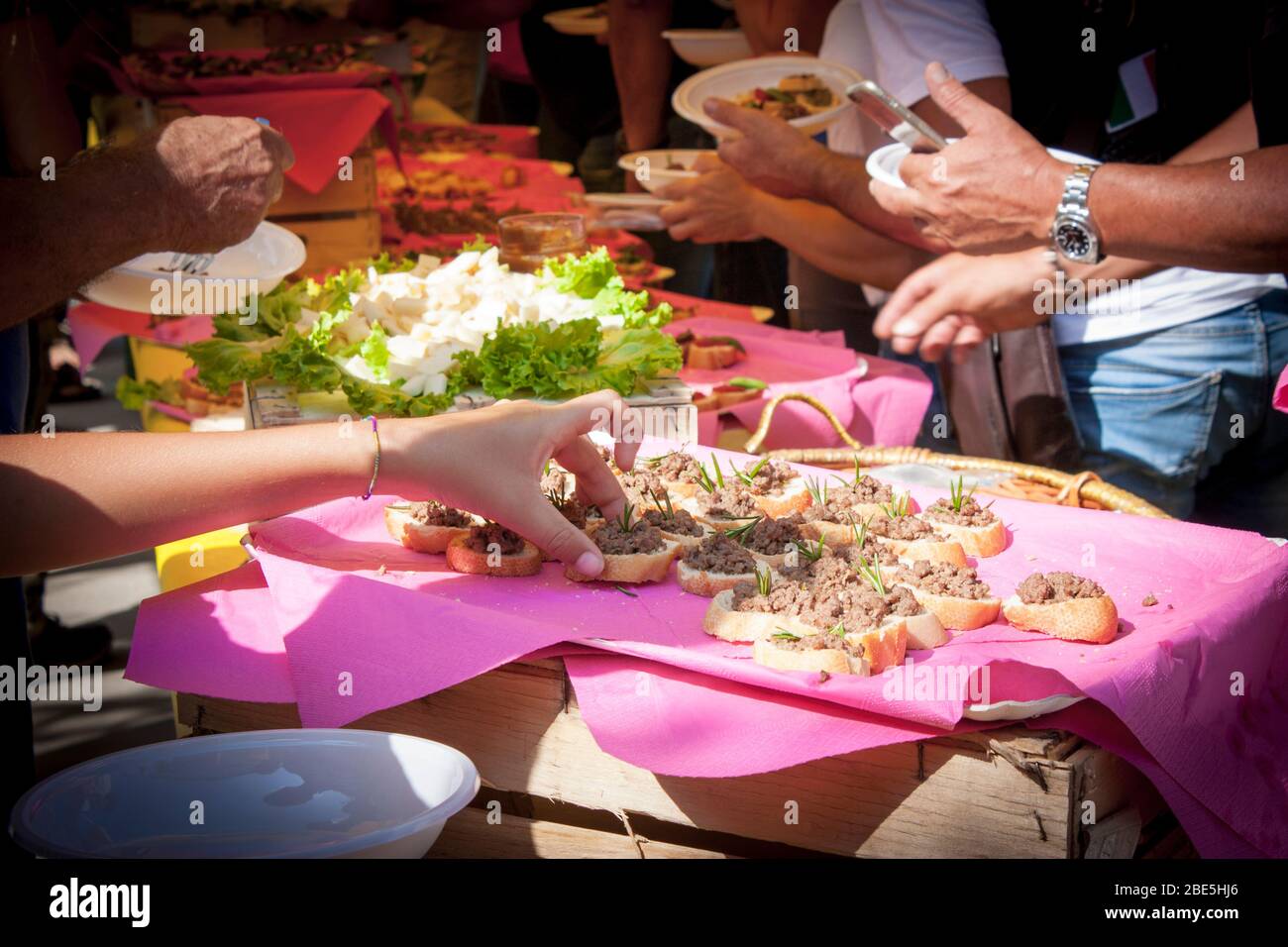 Rustic outdoor buffet with snacks Stock Photo - Alamy