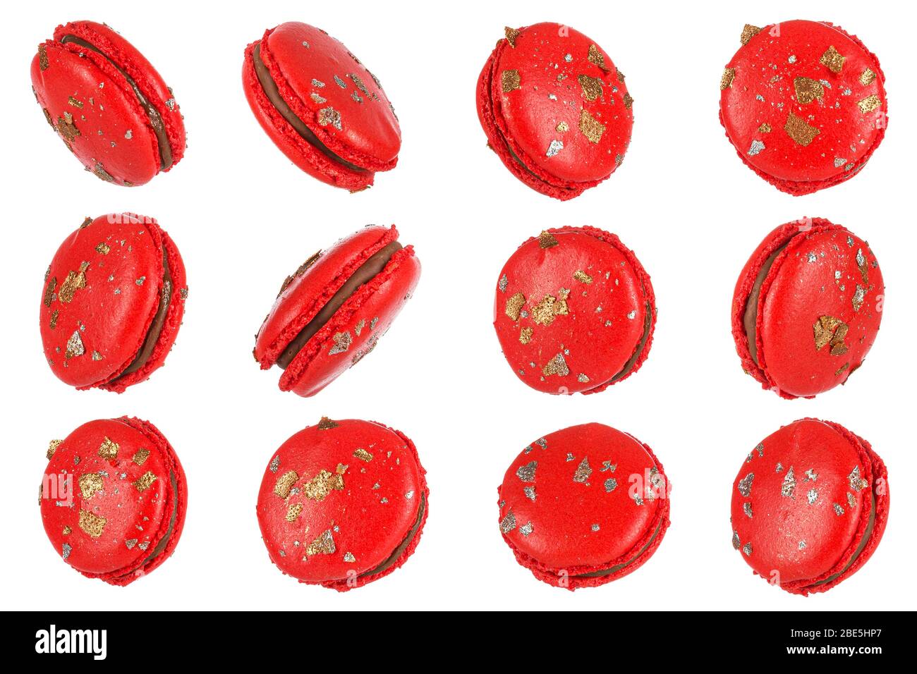 Macro photo of french red macaroon isolated on white background ...