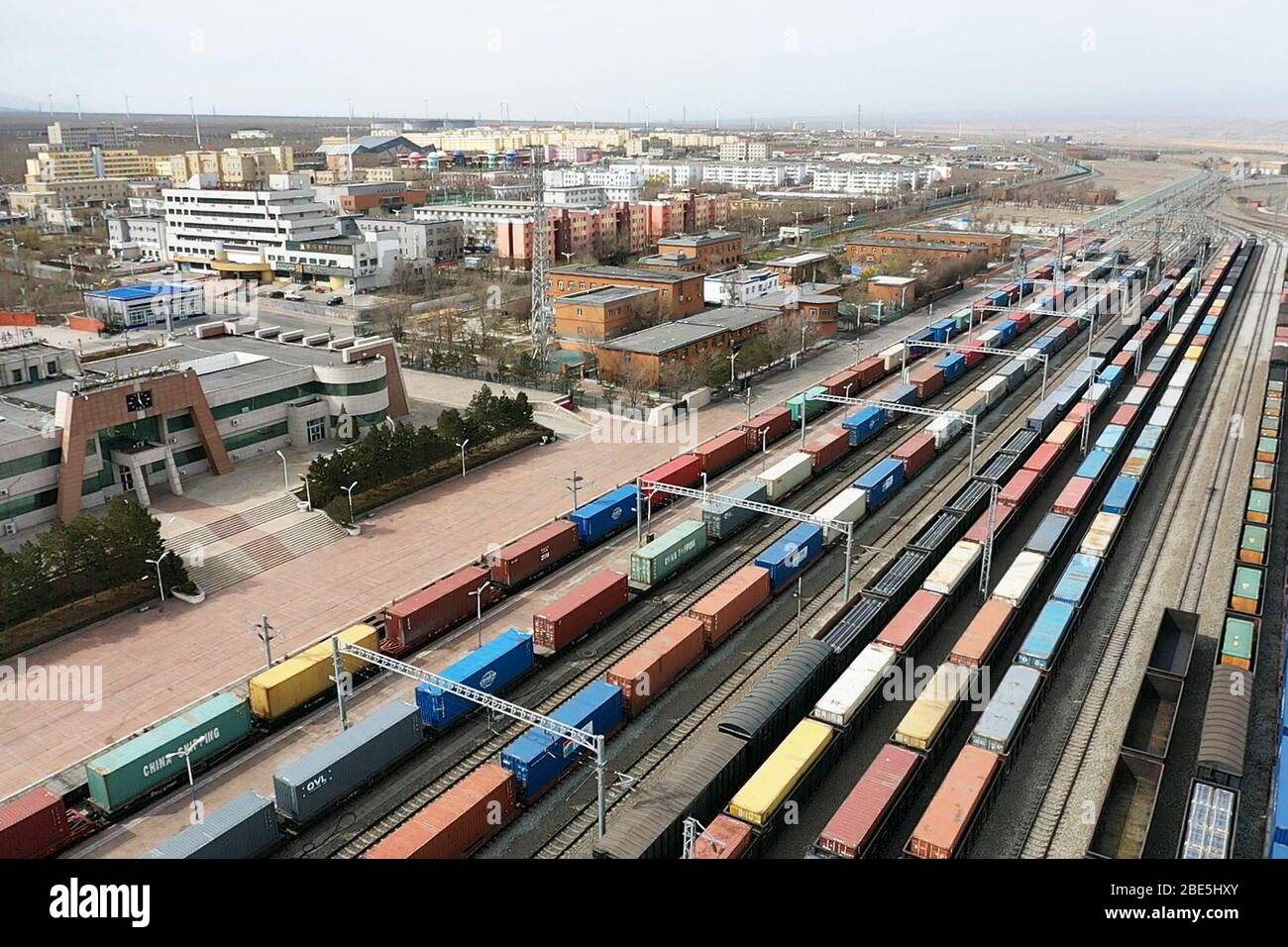 Alataw Pass. 11th Apr, 2020. Photo taken on April 11, 2020 shows cargos ...