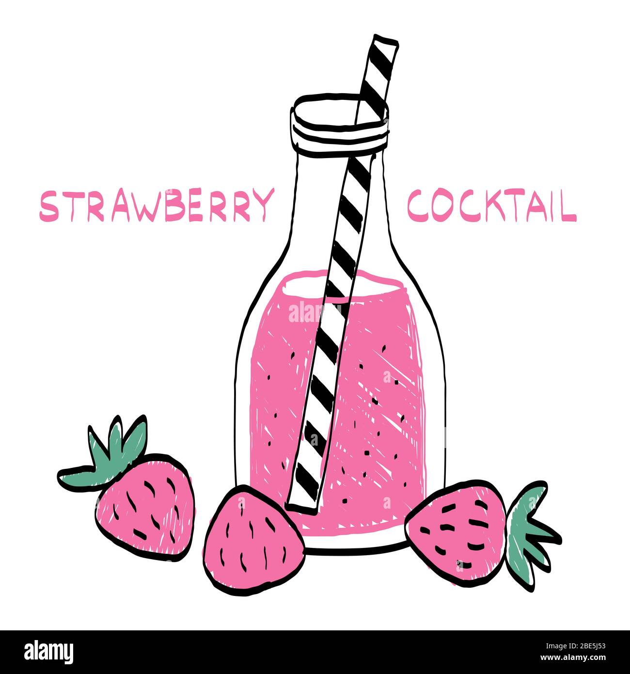 strawberry coctail in interesting cup vector illustration Stock Vector ...