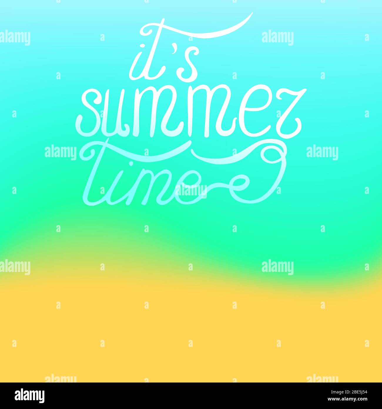 simple summer seashore background with lettering - it's summer time ...