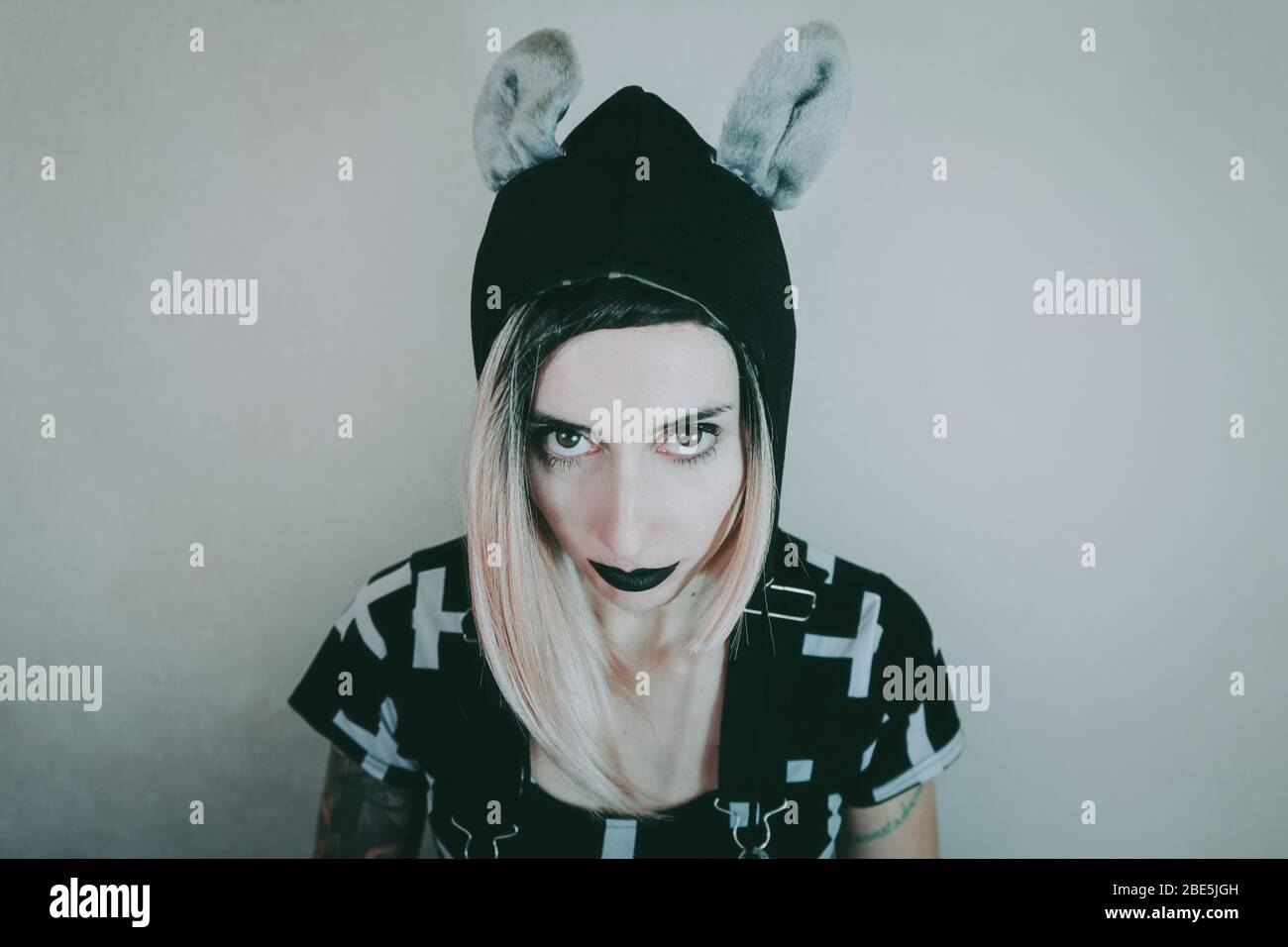 Gothic style portrait of a young woman with cool style Stock Photo - Alamy